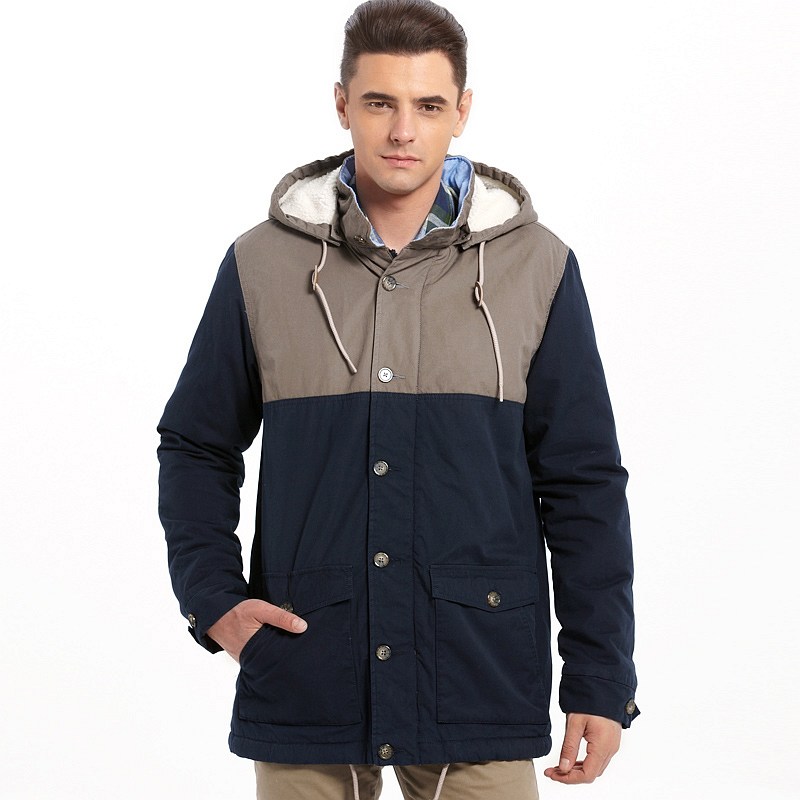 Vancl Callis Two Color Canvas Jacket Hood Men Navy Wholesale Vancl Callis Two Color Canvas