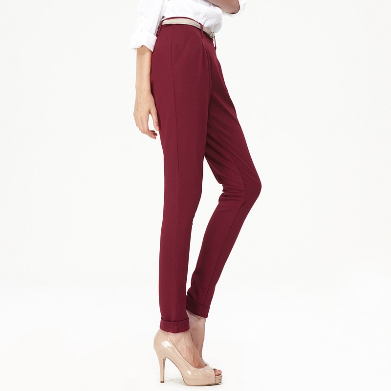 Vancl Front Pleat Tapered Knit Pants Dark Red Sku Wholesale Vancl