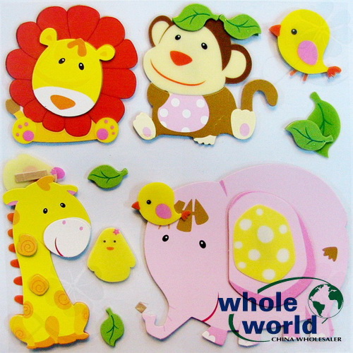 No F013 Cartoon Animals 3D Cardboard Sticker Wall – Wholesale (No.F013 ...