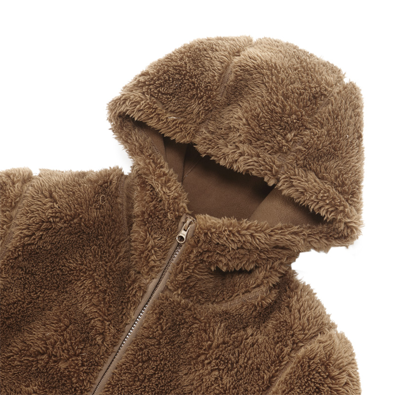 VANCL Coral Fleece Hoodie Jacket s Brown SKU – Wholesale VANCL Coral ...
