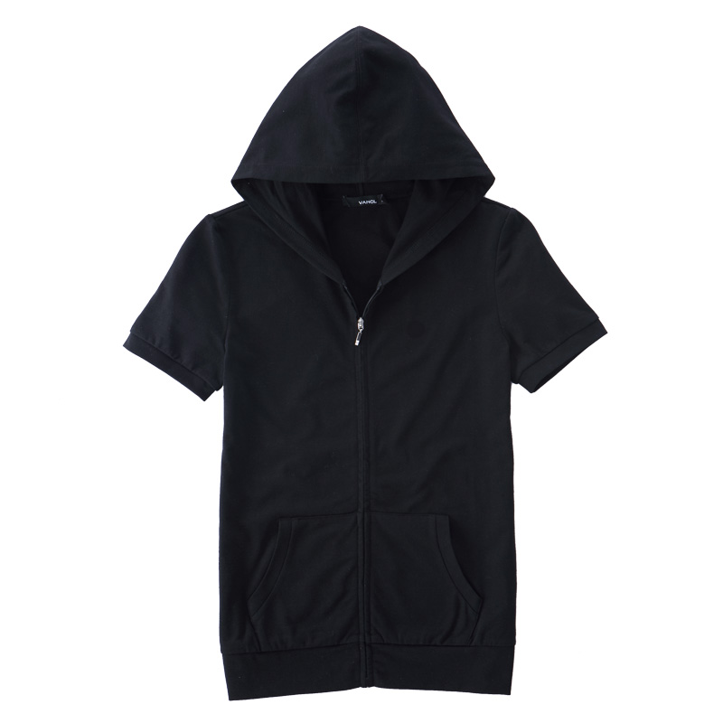 VANCL Fun Athletic Short Sleeve Zip Hoodie Black – Wholesale VANCL Fun ...
