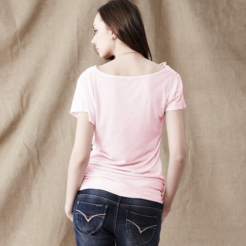 VANCL Butterfly Drapery Collar T Shirt Pink SKU – Wholesale VANCL ...