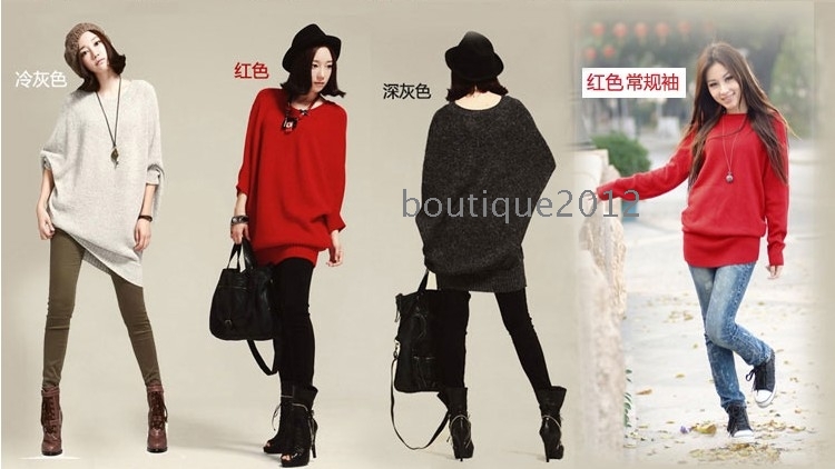 2012 large size loose bat sleeve red sweater long – Wholesale 2012 ...