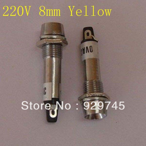 10pcs 220V 8mm Yellow LED Power Indicator Signal – Wholesale 10pcs 220V ...