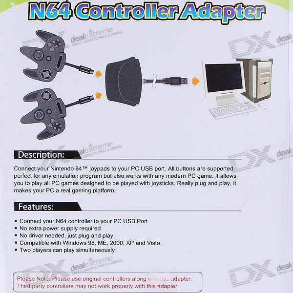 N64 Dual Controller Gamepad to USB Adapter SKU – Wholesale N64 Dual ...