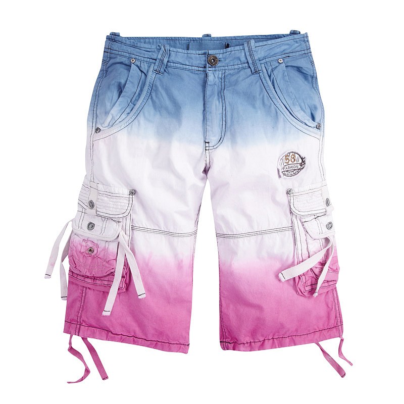 VANCL Colorful Gradient Cargo Shorts Men Blue Pink – Wholesale VANCL ...